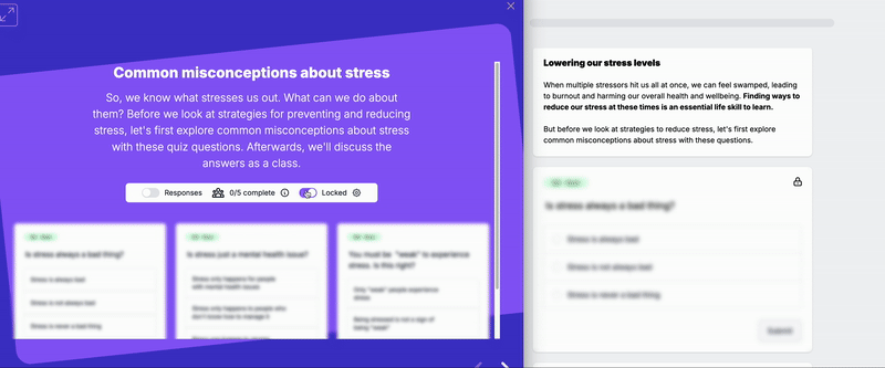 Interactive components of Wellio lessons