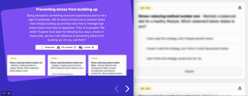 Interactive components of Wellio lessons