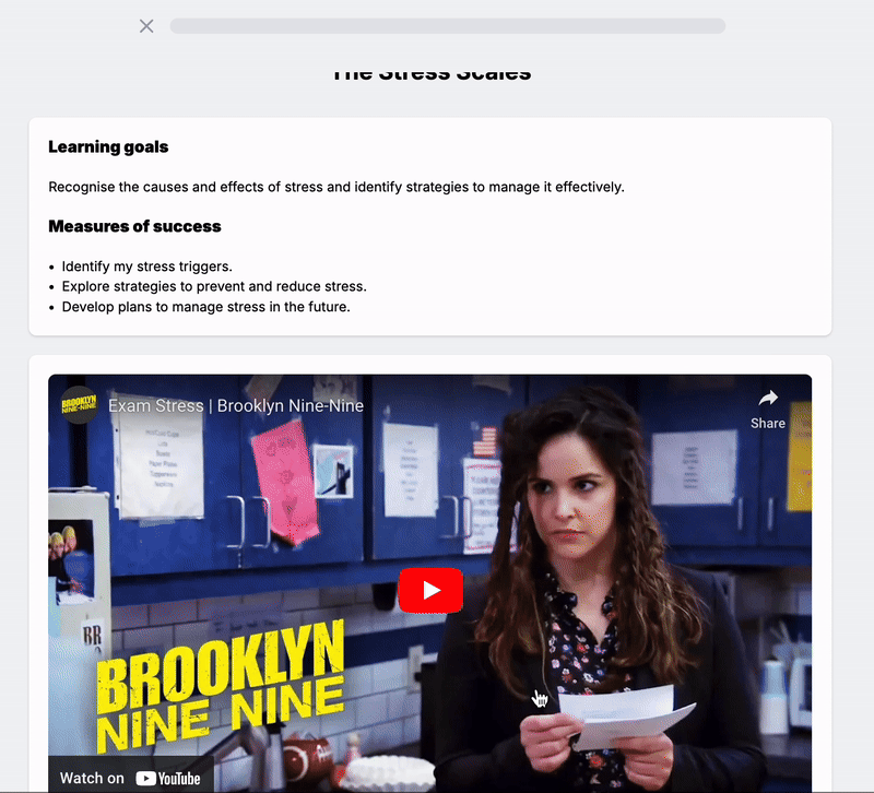 Interactive components of Wellio lessons